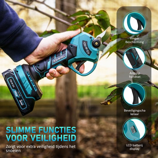 Trimmex Elektrische Snoeischaar - 32mm snijdiameter - Voor dikke takken ...