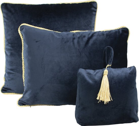 half kussen fluweel goud navy 35x45cm | bol