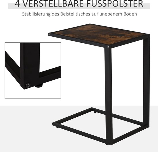 bijzettafel in C-vorm, koffietafel, salontafel, statafel, tafel, metaal ...