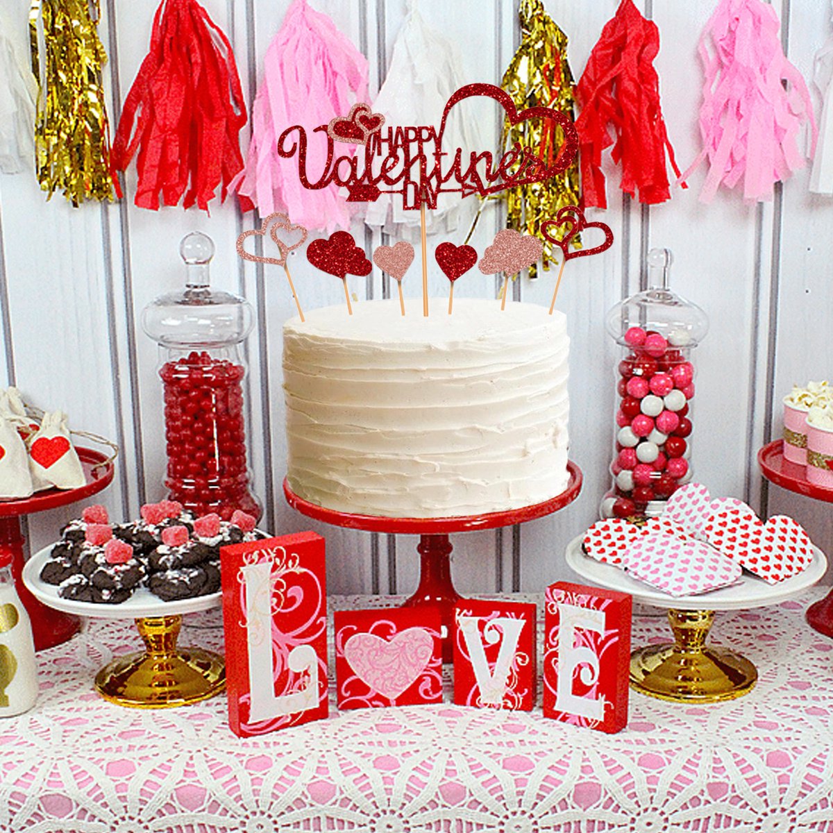 Valentijn Decoratie Taarttopper Bruiloft Valentijn Versiering Cake ...