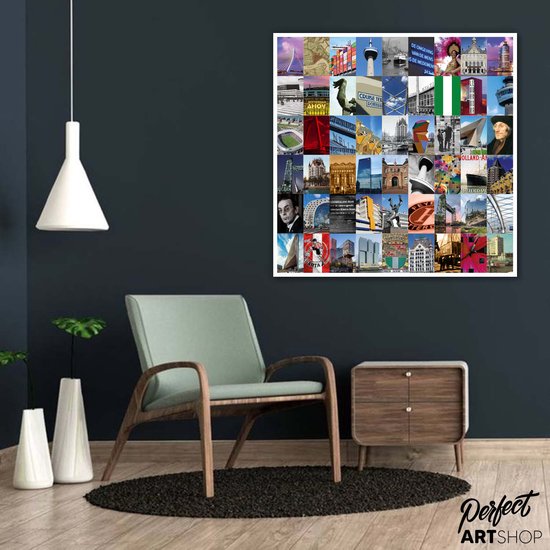 ROTTERDAM COLLAGE: 80x80cm Plexiglas. Decoratie - Modern - Blauw ...