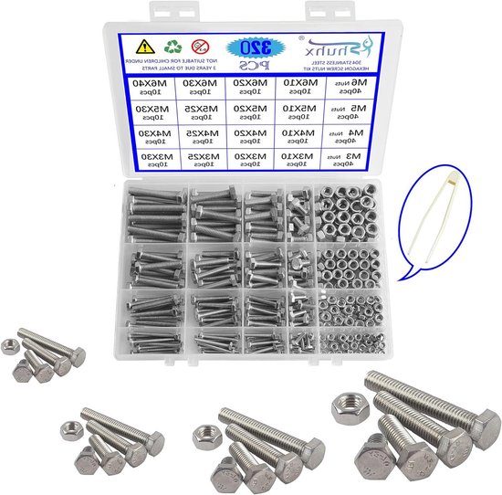 Zeskantbouten en Moeren Assortimentset van Roestvrijstaal voor DIY en Industrieel Gebruik | bol
