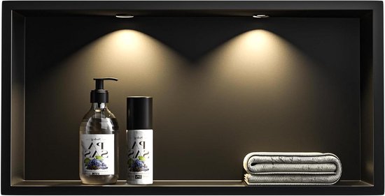 Roestvrijstalen Wandnis Douche met LED-Verlichting 60x30cm Waterdicht ...