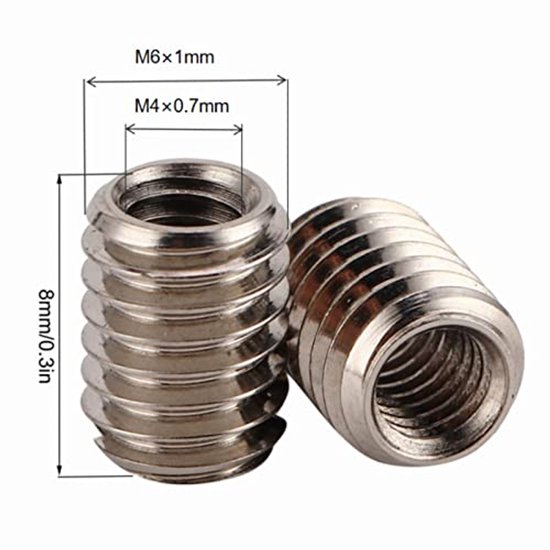 10pcs Threaded Inserts, M4 X 0.7mm Female Thread M6 X 1mm Male Thread ...