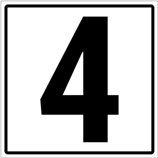 Cijfer 4 bord - Dibond - 15 x 15 cm | bol