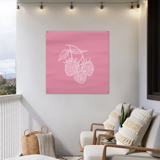 Tuinposter 100x100 cm - Tuindecoratie Frambozen - Steel - Getekend ...