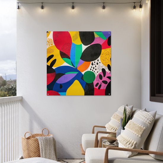 Tuinposter 100x100 cm - Tuindecoratie Vormen - Stippen - Kleurrijk ...