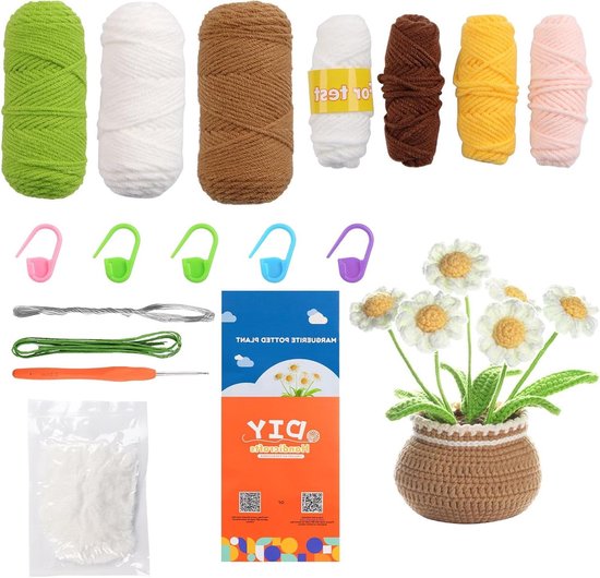 Haakset voor Beginners - Haaknaalden Set met Madeliefje Patroon - DIY ...