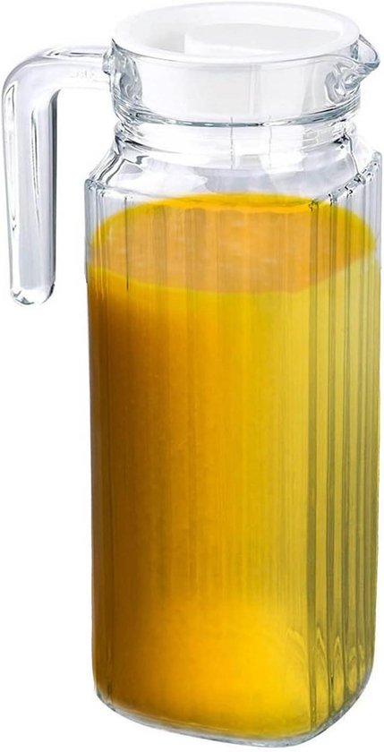 Fridge Door Clear Glass Jug with Lid - Refillable Decanter for Juice ...