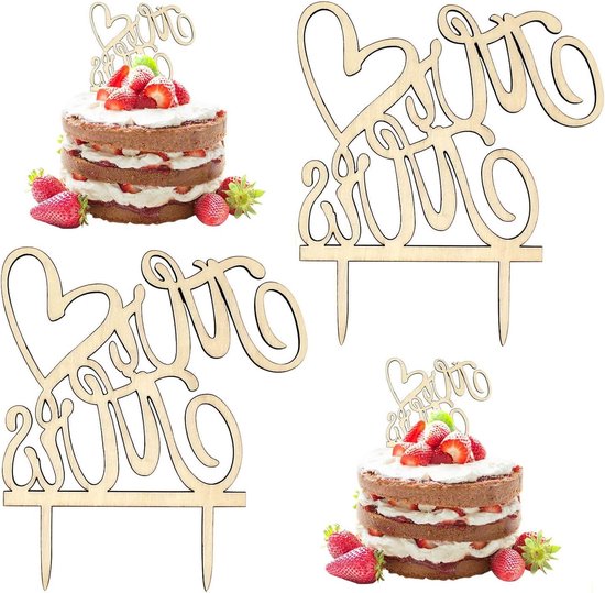 Taarttopper voor bruiloft - Houten taartdecoratie - 2 stuks - Mr&Mrs - Voor... | bol