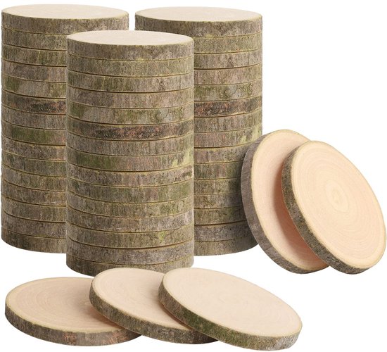 Houten schijven voor knutselprojecten - 50 stuks - natuurlijk hout - Ø ...