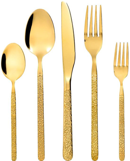 Gouden Bestekset - 60-delig - voor 12 personen - Roestvrij staal | bol