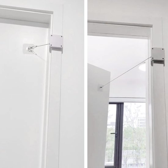 Automatische deursluiter - 2 stuks - zonder boren - met trekkoord ...