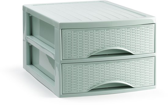 Plasticforte Ladekastje bureau organizer SORTED - 2 lades - groen - L26 ...