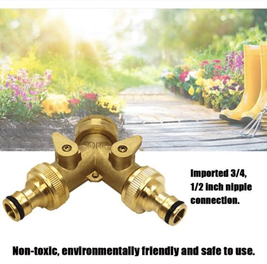 Y-verdeler 3/4 inch messing waterverdeler, 2-weg wateraansluiting verdeler... | bol