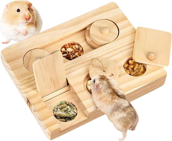 Houten Hamsterspeelgoed 6-in-1 voor Hamsters, Cavia's en Konijnen | bol