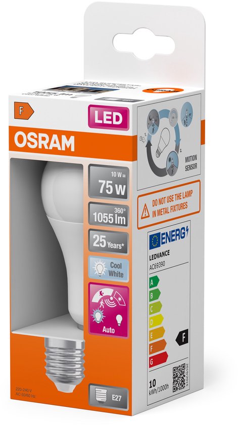 LED CLASSIC A MOTION & DAYLIGHT SENSOR 10W 840 Frosted E27 | bol
