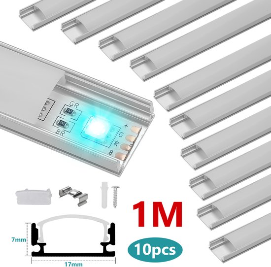 10 meter aluminium led strip profiel opbouw - 10 x 100cm LED aluminium ...