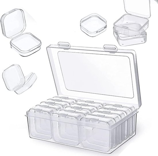 Opbergdozen set - 12 stuks voor sieraden en parels - Transparante ...