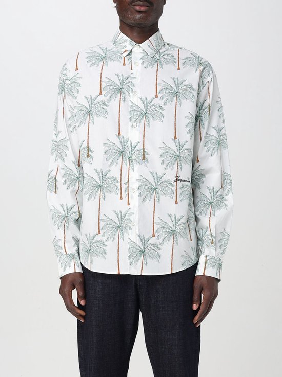Palm Tree Print Shirt Long Sleeves - White | bol