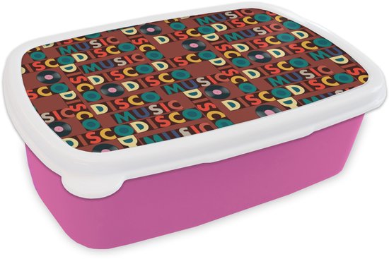 Broodtrommel Roze - Lunchbox Retro - Disco - Muziek - 70s - Multi ...