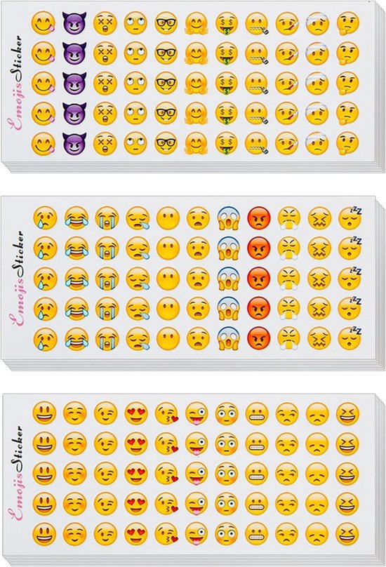24 sheets emoji stickers - smiley stickers - emoji rewards - funny emoji stickers -... | bol