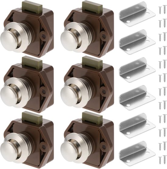 HSEAMALL 6 x Push Button Locks, Cabinet/Drawer Lock, Keyless Door Lock ...