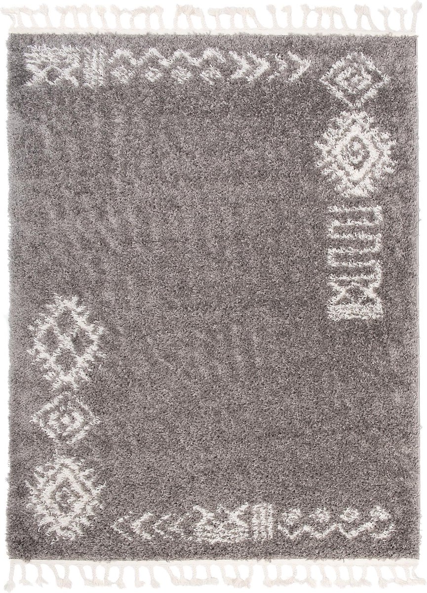 Tapiso Boho Vloerkleed Met Kwastjes Bohemian Fluffy Tapijt Maat- 80x150 ...