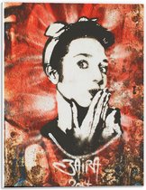 Forex - Vrouw en Confetti Getekend op de Muur bij Garage - 40x30cm Foto ...