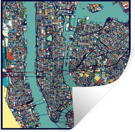 Sticker Muursticker Illustration de Manhattan - Carte d'art de ...