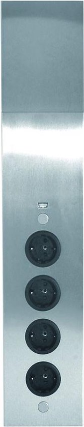 Stopcontact hoekzuil met 4 contactdozen met USB lader kleur Rvs | bol