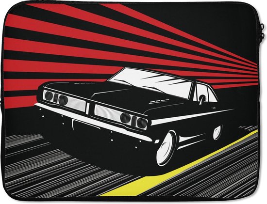 Laptophoes 13 inch - tekening van een zwarte muscle auto met lijnen ...