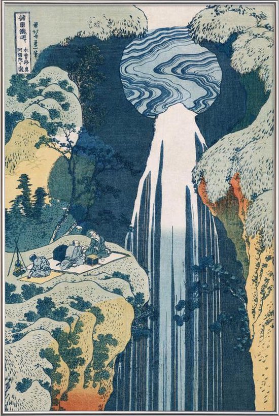 JUNIQE - Poster met kunststof lijst Hokusai - The Amida Falls in the ...