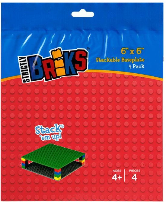 Strictly BRIKS LBP204RD Bouwplaat 20x20 Rood Vierpak | bol.com