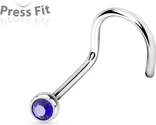 Neuspiercing bocht steen blauw | bol.com