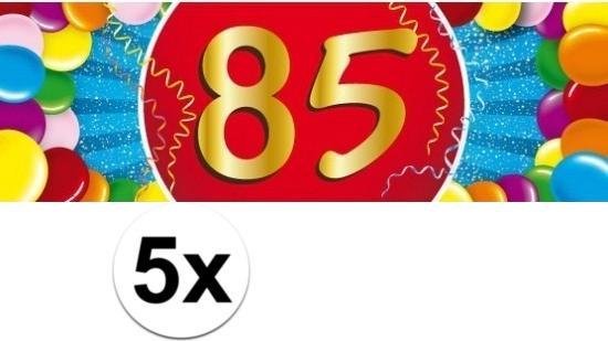 5x 85 Jaar leeftijd stickers 19 x 6 cm - 85 jaar verjaardag/jubileum versiering 5 stuks | bol.com