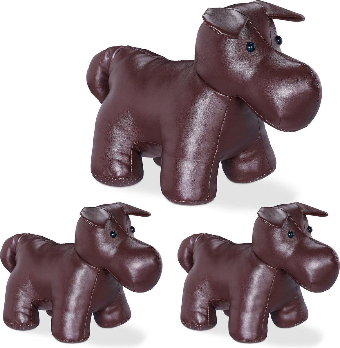 Relaxdays 3x deurstopper hond - kunstleer - deurstop - deurbuffer ...