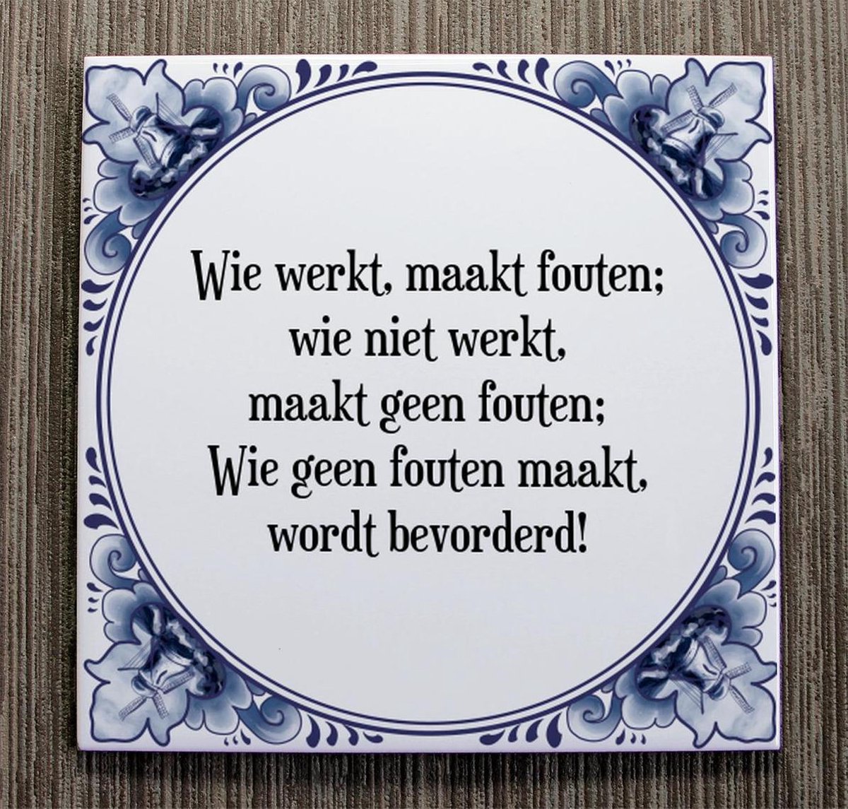 Tegeltje met Spreuk (Tegeltjeswijsheid): Wie werkt, maakt fouten; wie niet werkt,... | bol.com