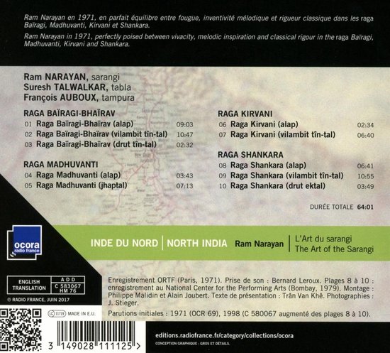 Ram Narayan - Inde Du Nord: L'Art Du Sarangi (CD), Ram Narayan | Muziek | bol
