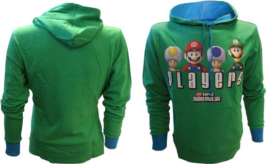Nintendo Sweater met Capuchon Groen SMB Players Maat M | bol