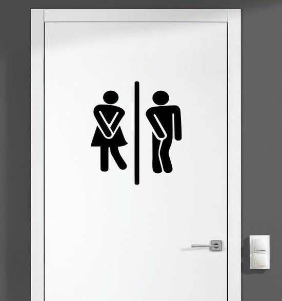 Deursticker - Dame en Heer WC - Zwart 18x16 | bol