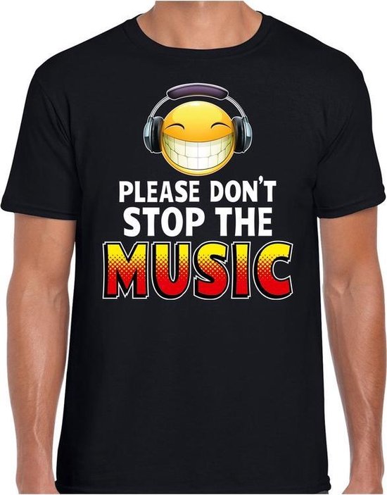 Funny emoticon t-shirt Please dont stop the music zwart voor heren ...