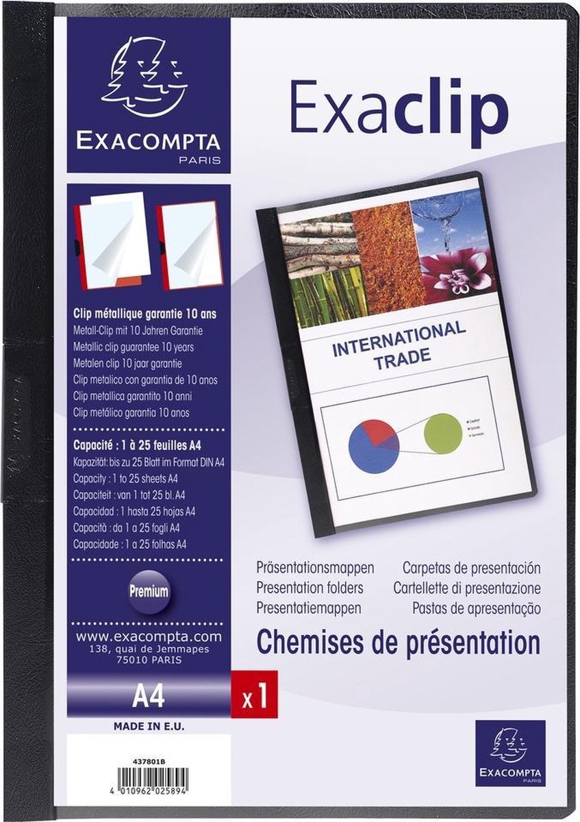 25x Presentatiemap Exaclip - A4, Zwart | bol.com
