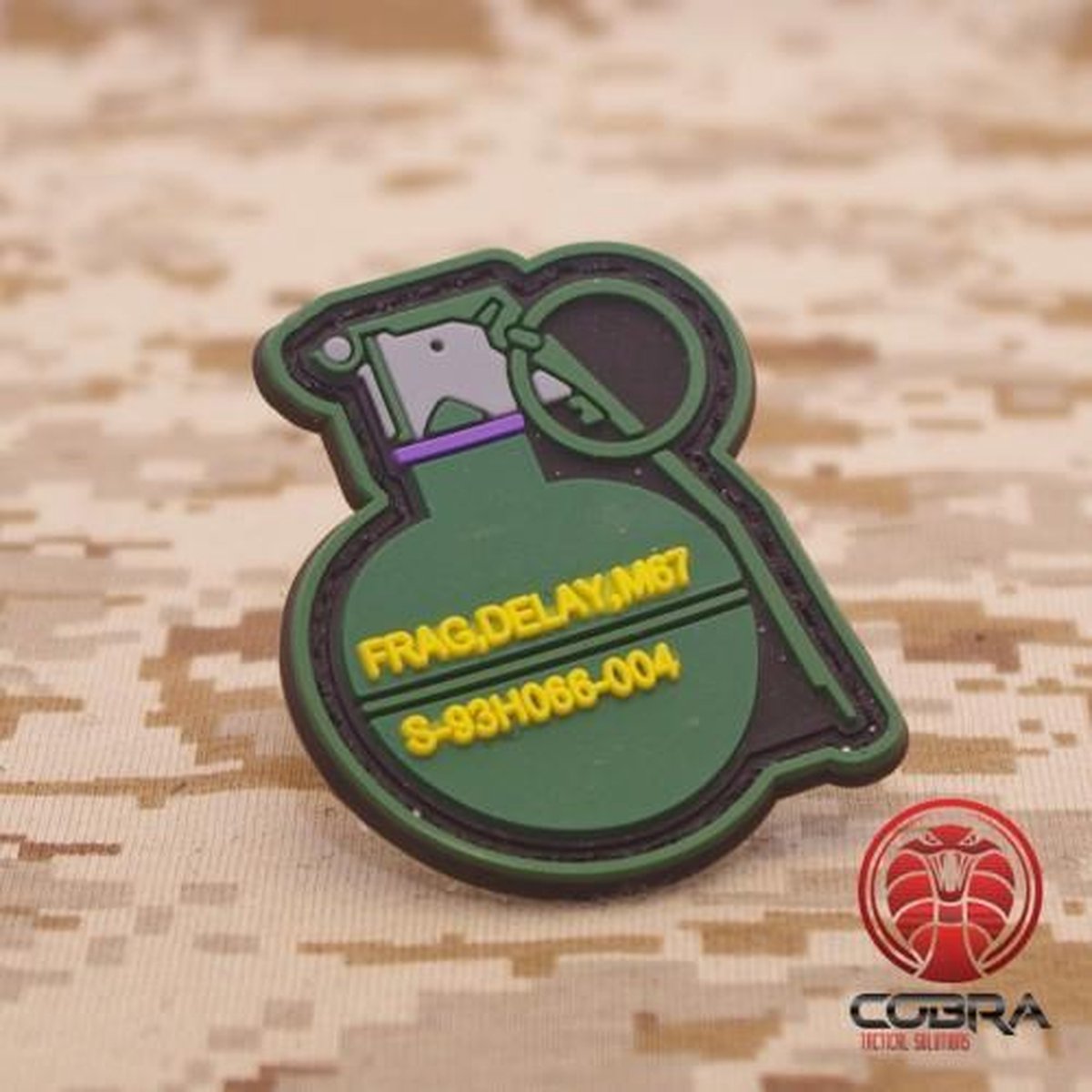 Frag, Delay, M67 grenade paarse PVC patch embleem met velcro | bol