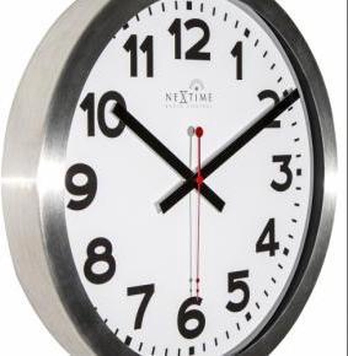 Wandklok NeXtime dia. 35 cm, aluminium, wit, 'Station' Radio Controlled ...