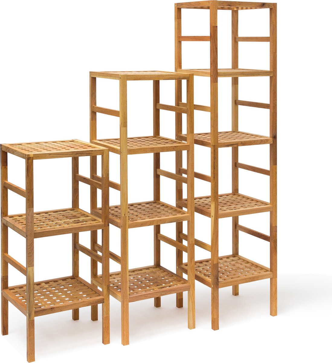 relaxdays - badkamerrek walnoot geolied 5 etages - houten rek ...