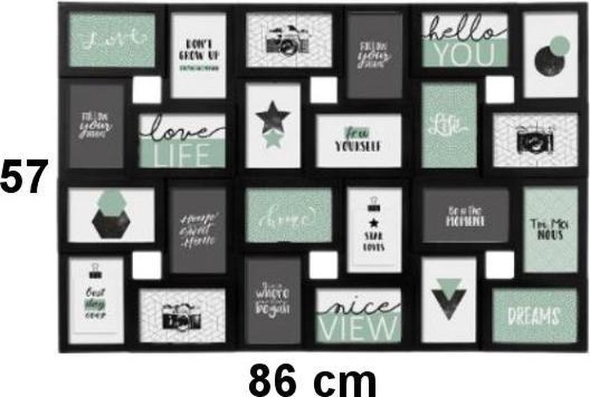 Decopatent® XL Fotolijst Collage voor 24 Foto's van 10x15 & 15x10 Cm ...