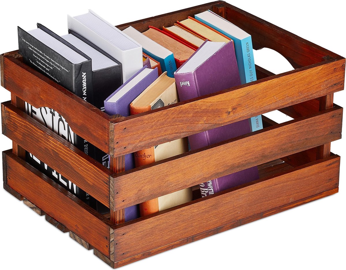 Relaxdays fruitkist hout- houten kist - veilingkist - opbergkist hout ...