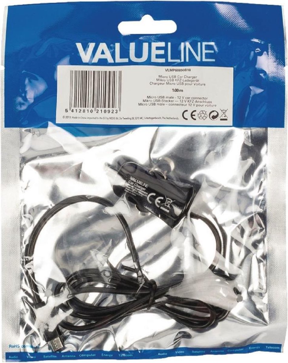 Micro USB auto lader 1 meter zwart | bol.com