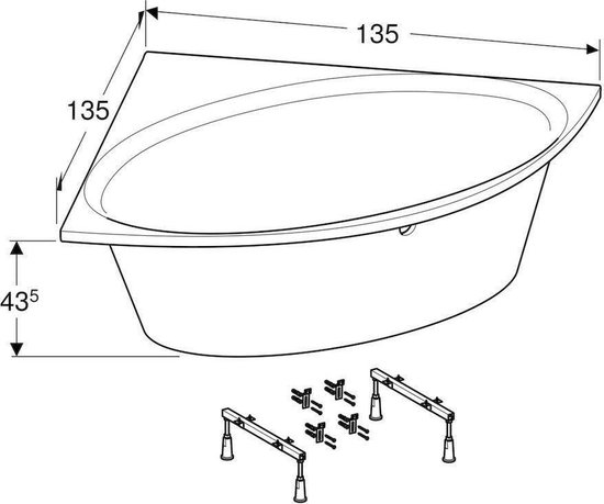 Geberit Renova bad hoek 135x135 cm, wit | bol